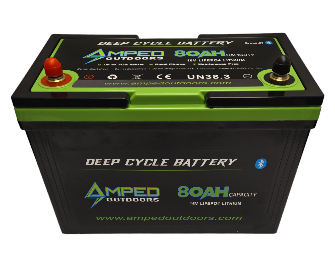 16V 80Ah LiFePO4 Battery - Bluetooth - IP67 Waterproof - On board Char ...
