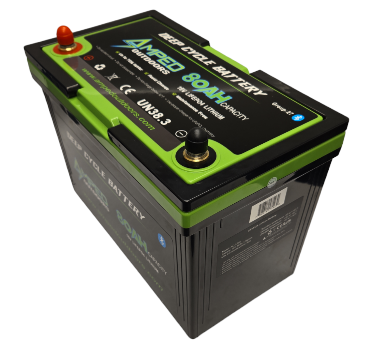 16V 80Ah LiFePO4 Battery - Bluetooth - IP67 Waterproof - On board Char ...