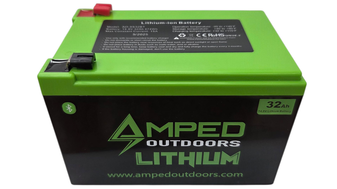 32Ah Lithium Battery (14.8V NMC) with Charger (Bluetooth) – Amped Outdoors