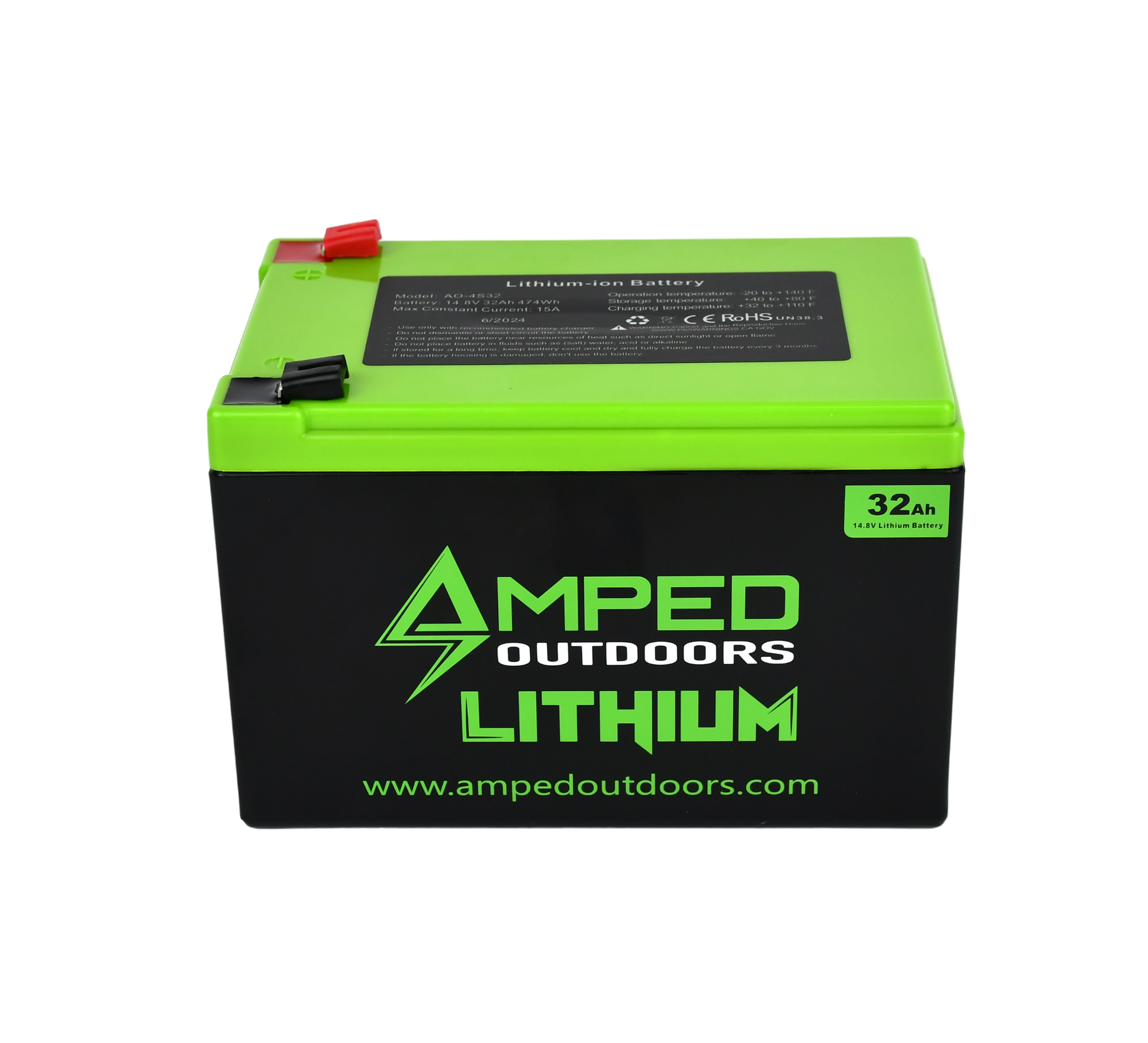 32Ah Lithium Battery (14.8V NMC) with Charger (Bluetooth) – Amped Outdoors